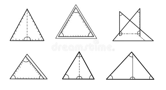 Assorted Triangle Shapes with Angles and Dimensions in Outline ...