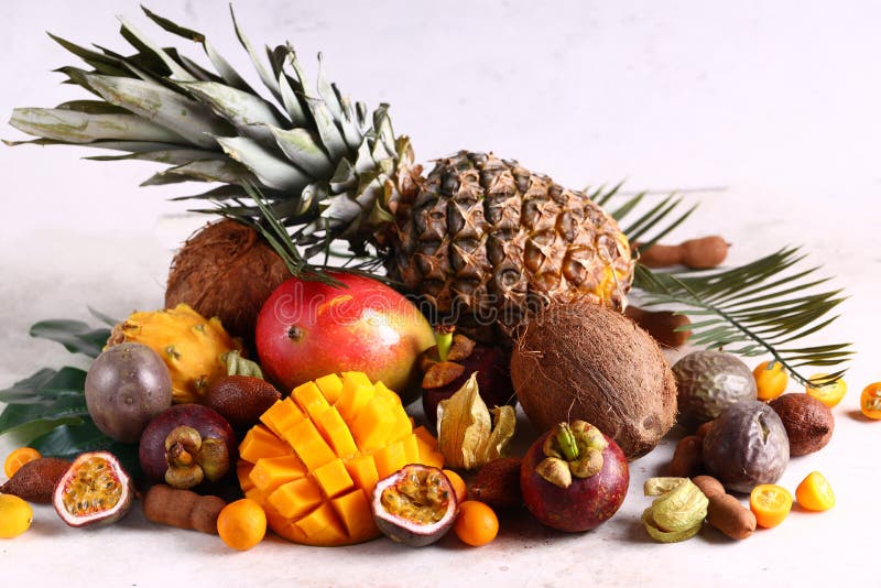 Assorted Tropical Exotic Fruits Stock Image - Image of fresh, juicy ...