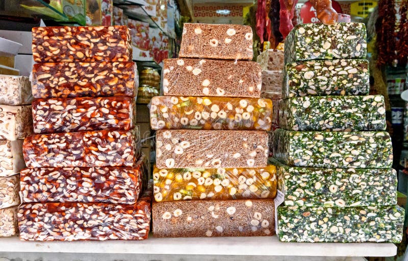 Assorted Turkish Delight Bars, Sugar Coated Soft Candy. Stock Photo ...