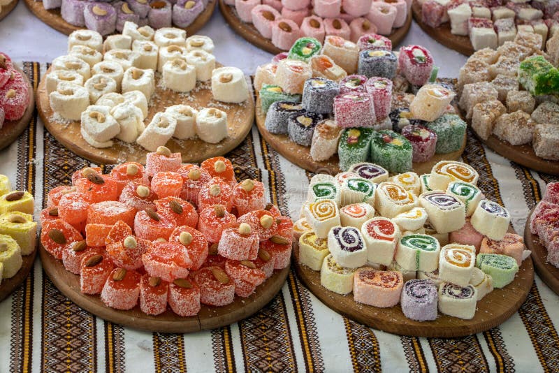 Assorted Turkish Delight Bars. Sugar Coated Soft Candy Stock Image ...