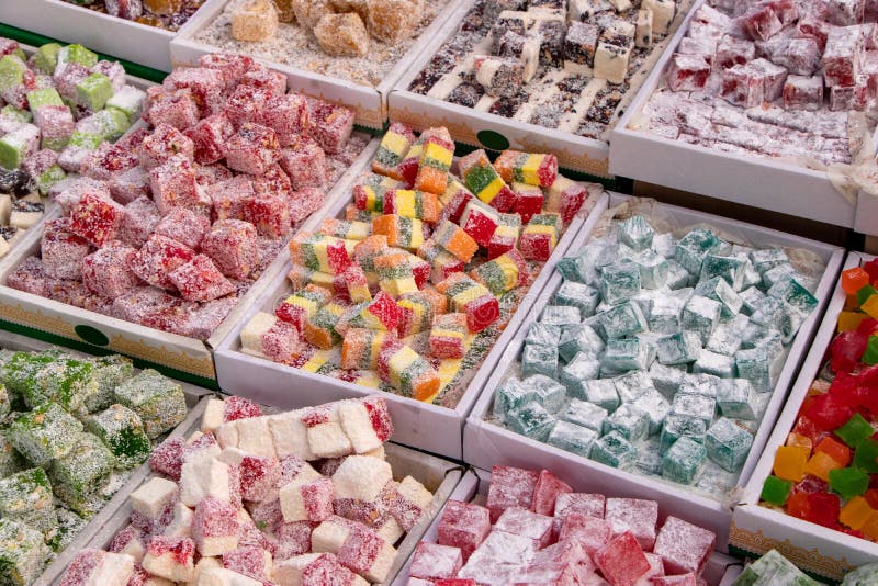 Assorted Turkish Delight Bars. Sugar Coated Soft Candy Stock Image ...