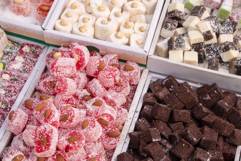 Assorted Turkish Delight Bars. Sugar Coated Soft Candy Stock Image ...