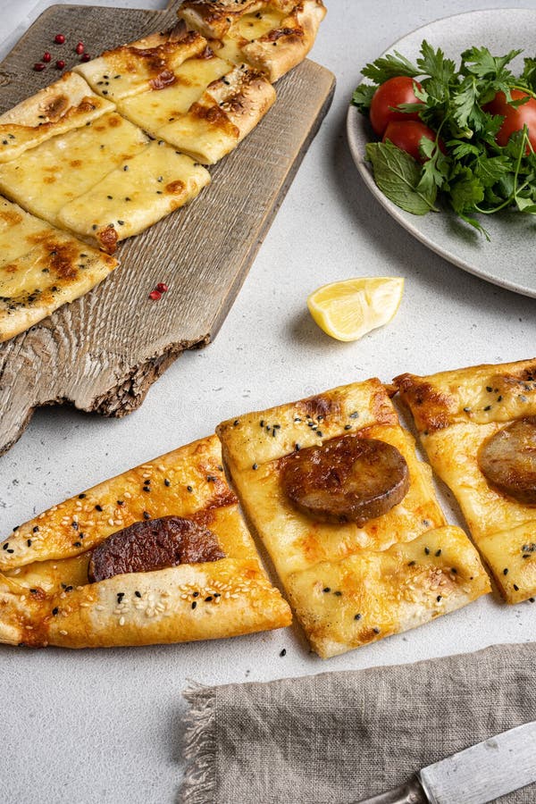 Assorted Turkish Pide with Meat , Pide with Cheese, Pide Mix, Lachmajun ...