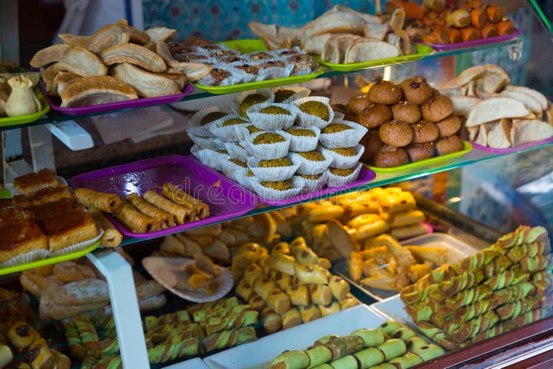 Assorted Turkish Sweet-stuff on Counter Stock Photo - Image of nuts ...