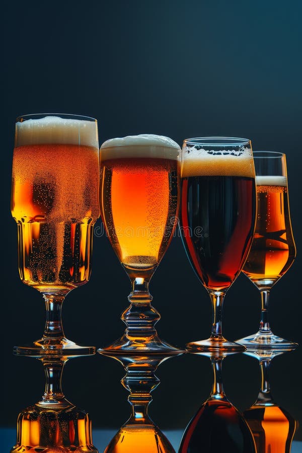 Assorted Types of Beer in a Lineup Stock Illustration - Illustration of ...