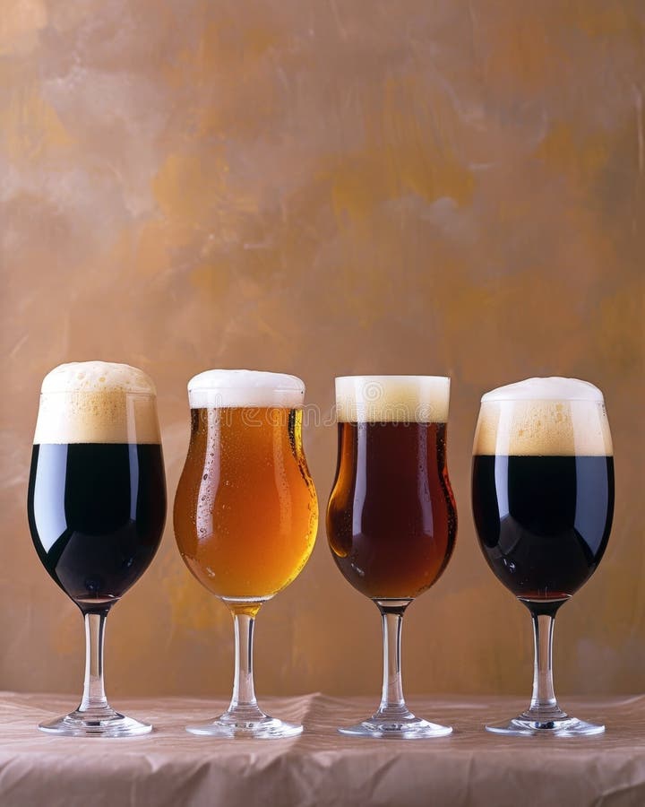 Assorted Types of Beer on Table Stock Illustration - Illustration of ...