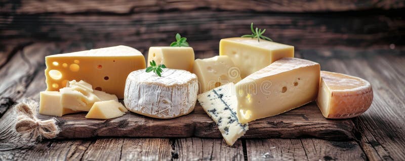 Assorted Types of Cheese on Table Stock Illustration - Illustration of ...