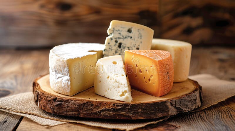 Assorted Types of Cheese on Table Stock Illustration - Illustration of ...