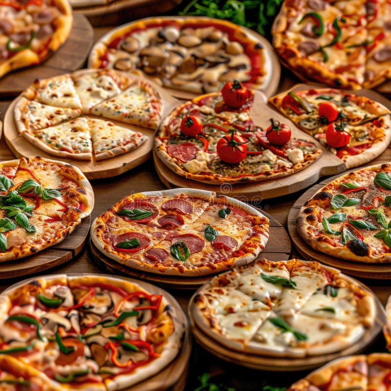 Assorted Types of Pizza on a Table, Ideal for Food and Restaurant ...