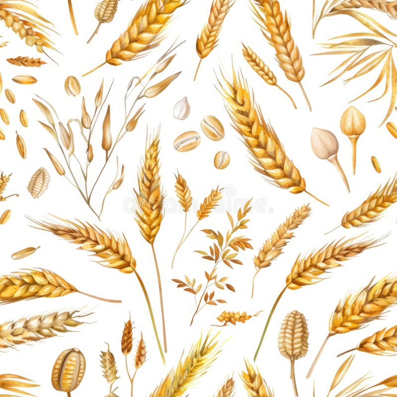 Assorted Types of Wheat Grains on a Clean White Surface, Suitable for ...