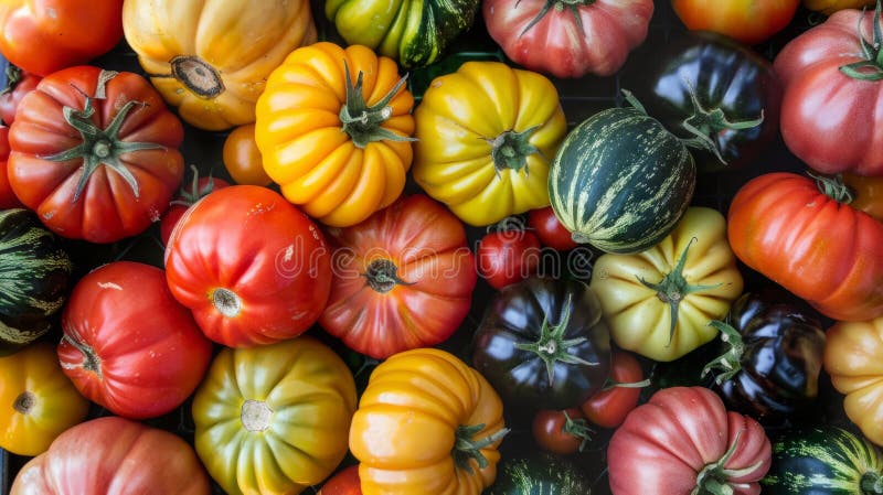 Assorted Varieties of Tomatoes, Close Up Stock Image - Image of farming ...