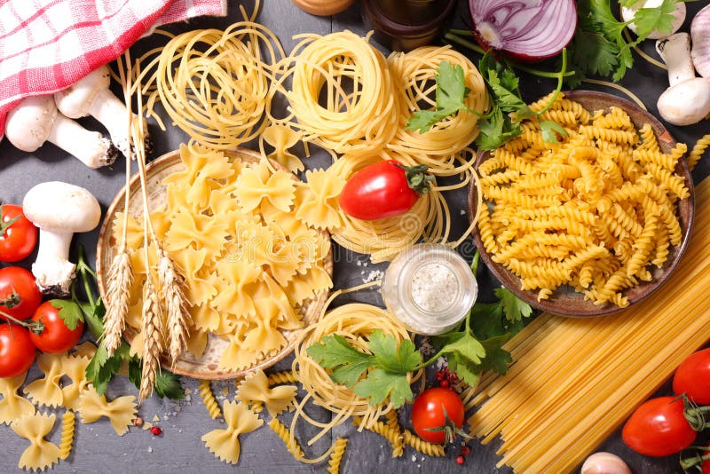 Assorted variety of pasta stock image. Image of cuisine - 71406395