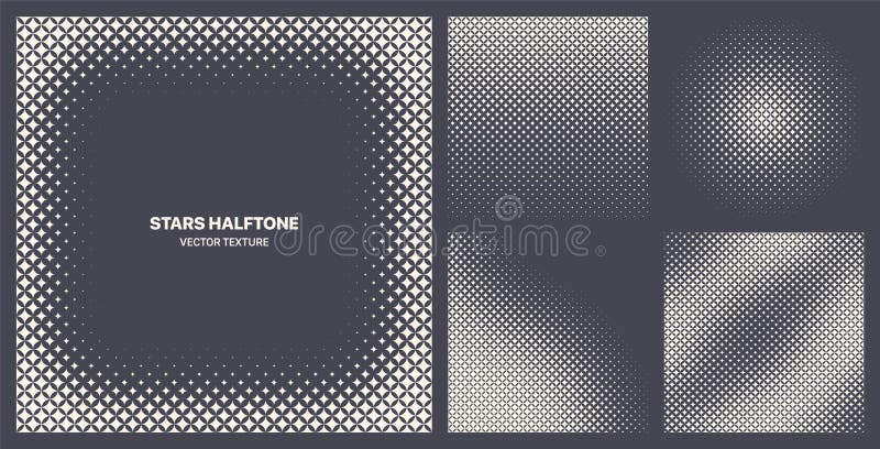 Assorted Various Contrast Stars Halftone Textures Vector Pattern ...