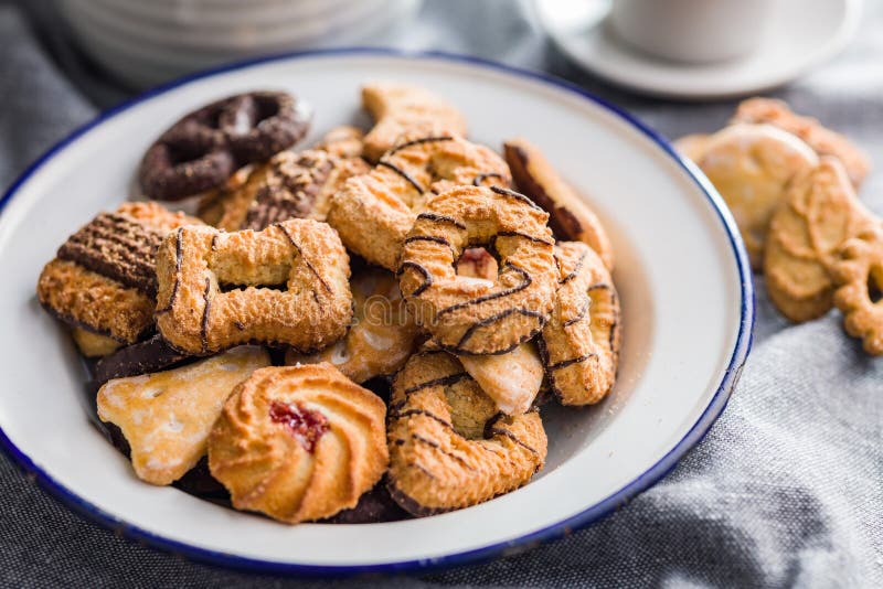 Assorted Various Cookies. Sweet Biscuits on Plate Stock Photo - Image ...