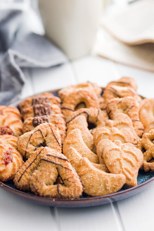 Assorted Various Cookies. Sweet Biscuits on Plate Stock Photo - Image ...