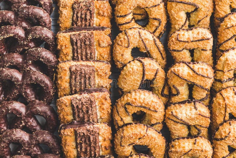 Assorted Various Cookies. Sweet Biscuits. Top View Stock Image - Image ...