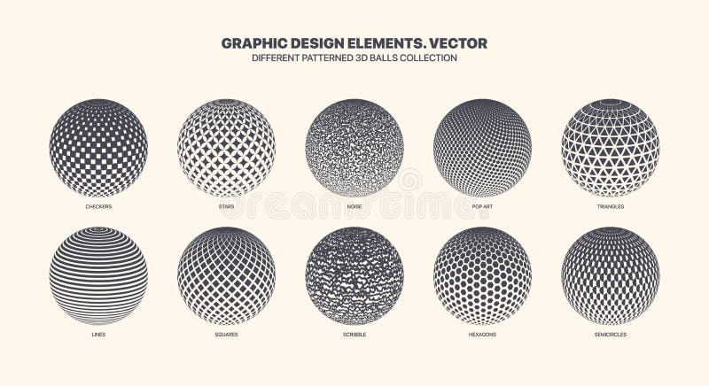 Assorted Various Patterned 3D Balls Vector Set Isolated on White ...