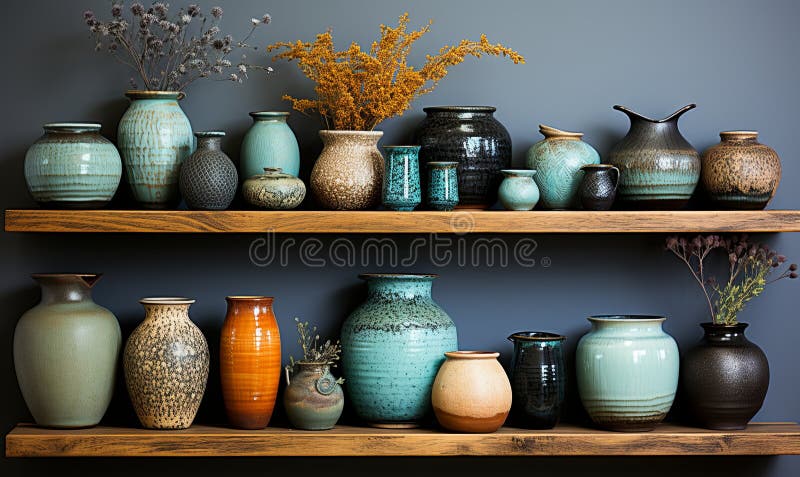 Assorted Vases on Shelf stock photo. Image of ceramics - 317506562
