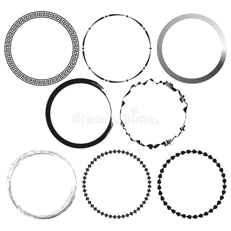 Assorted Vector Circle Frames. Black Border Collection. Various Round ...