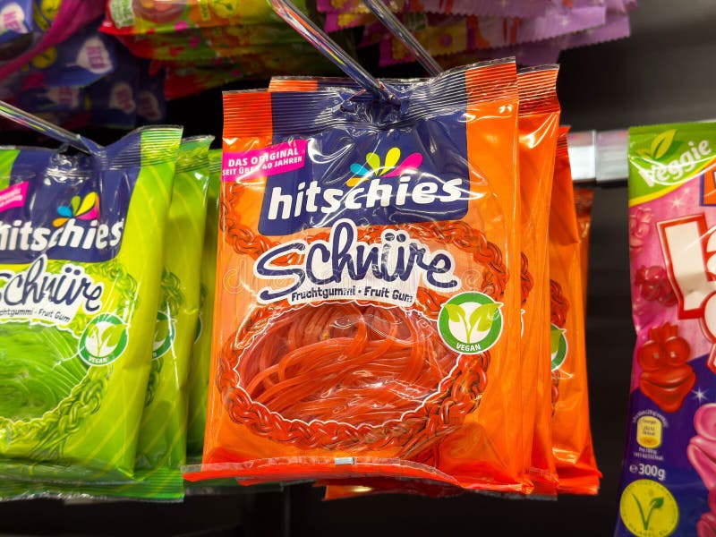 Assorted Vegan Fruit Gummies in Hanging Colorful Packaging Display ...