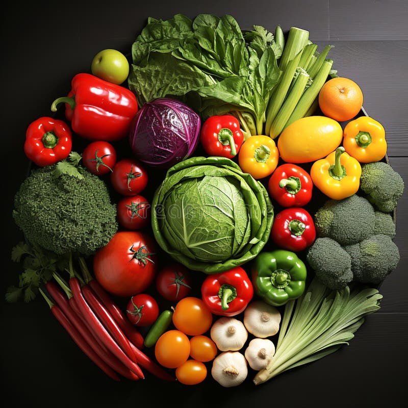 Assorted Vegetables Arranged in a Round Shape. AI Generated Stock ...