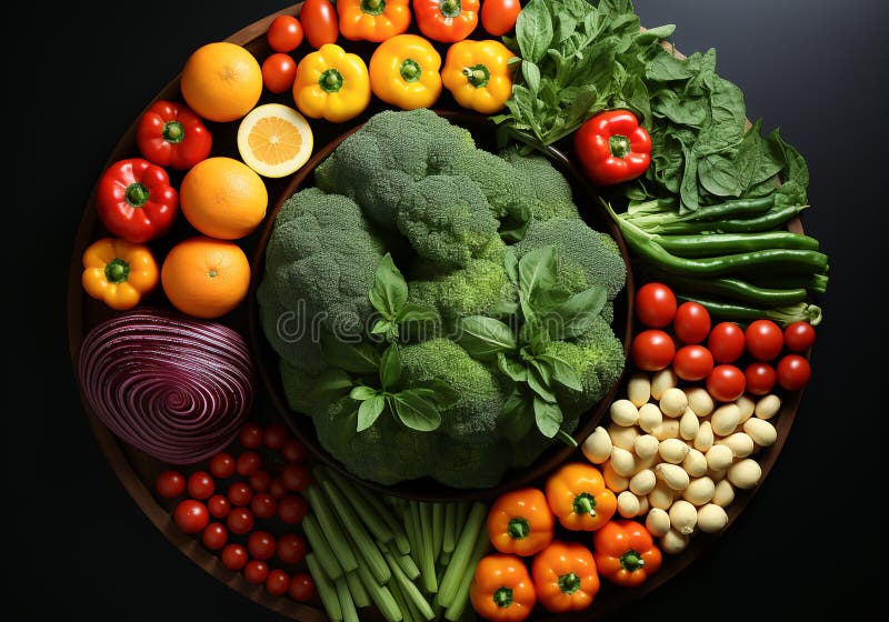 Assorted Vegetables Arranged in a Round Shape. AI Generated Stock ...