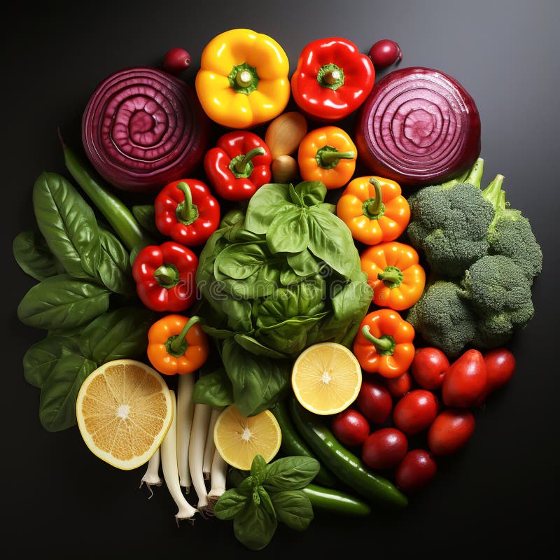 Assorted Vegetables Arranged in a Round Shape. AI Generated Stock ...