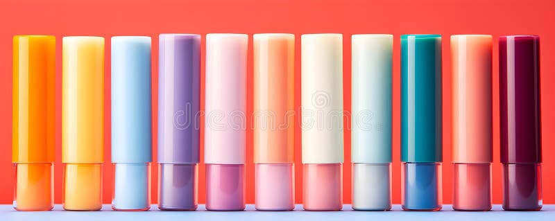 Assorted Vibrant Lip Balm Tubes in Various Colors with Space for Text ...
