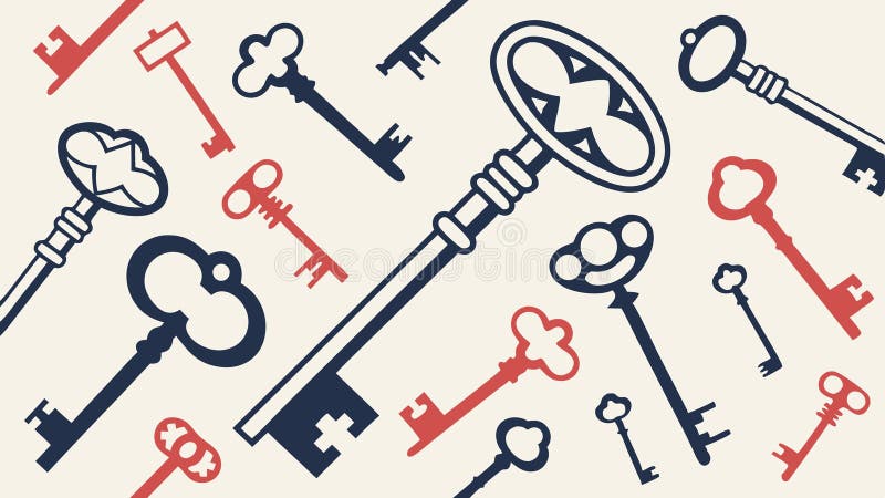 Assorted Vintage Keys Pattern, Vector Design Generative AI Stock Vector ...