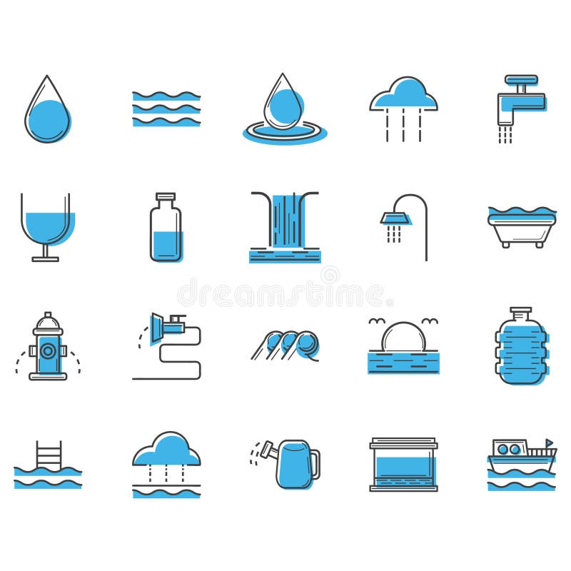 Assorted Water Icons Set. Vector Illustration Decorative Design Stock ...