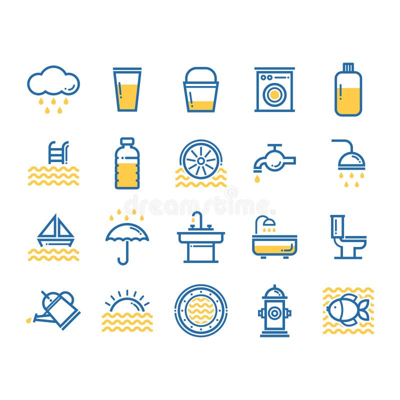 Assorted Water Icons Set. Vector Illustration Decorative Design Stock ...