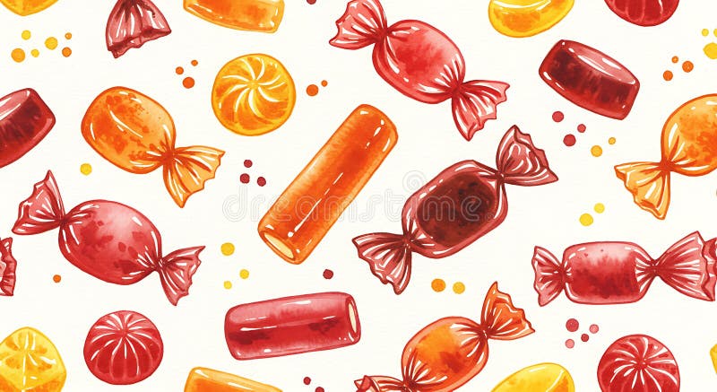 Assorted Watercolor Candy Illustrations on a White Background. Various ...
