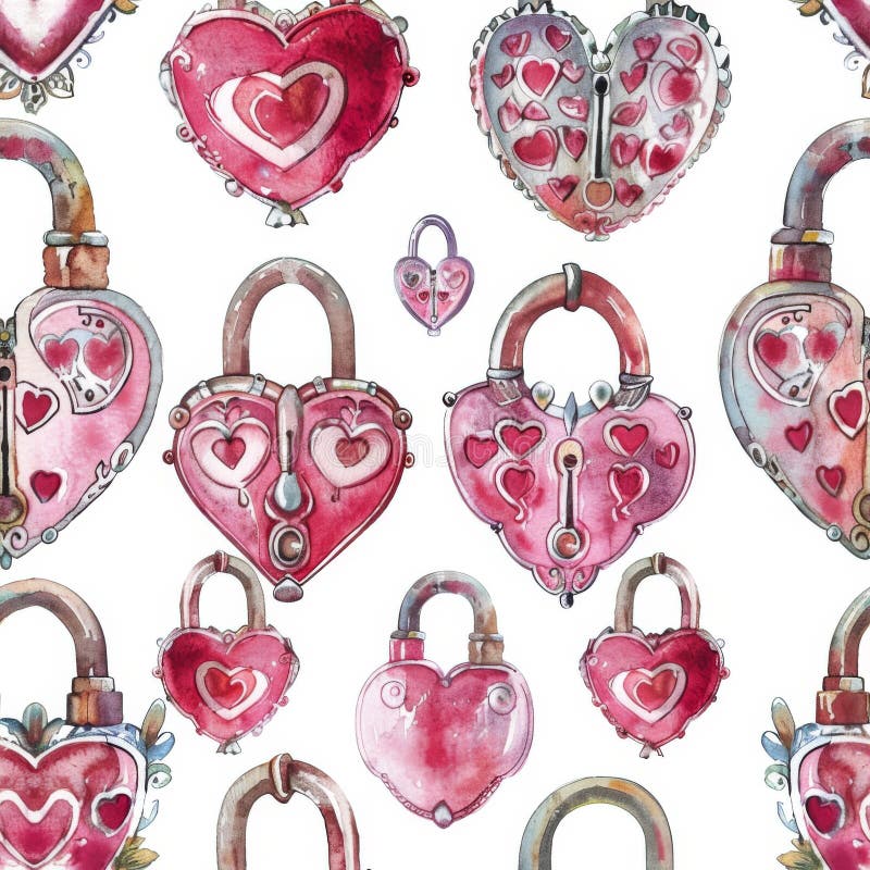Assorted Watercolor Heart Locks - Romantic, Artistic, and Whimsical ...