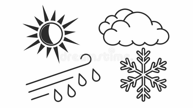 Assorted Weather Conditions Icons, Forecast and Climate, Vector Design ...