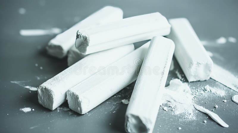 Assorted White Chalk Sticks on Gray Background, Various Sizes and ...
