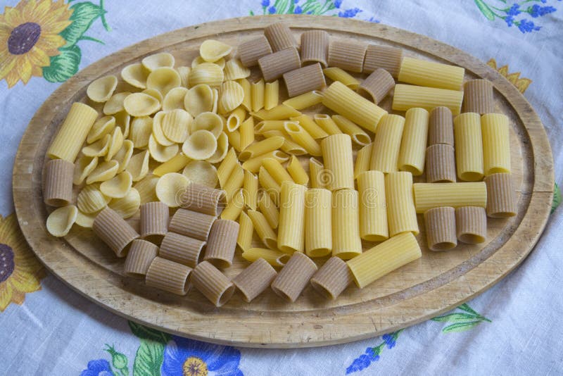 Assorted Wholemeal and Normal Pasta Stock Image - Image of mixed ...