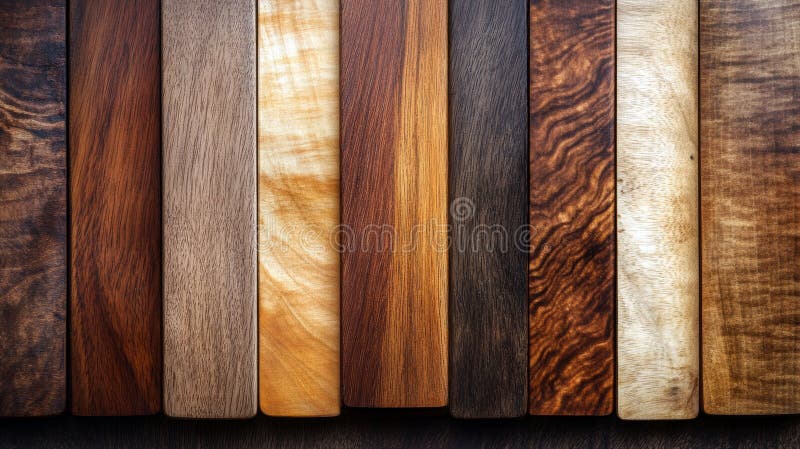 Assorted Wood Sample Sheets Showcasing Various Grain Patterns Stock ...