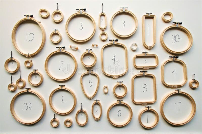 Assorted Wooden Embroidery Hoops on White Background Stock Illustration ...
