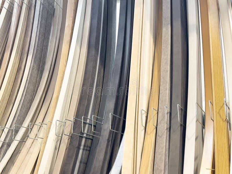Assorted Wooden and Metal Edging Strips Display in Hardware Store Stock ...