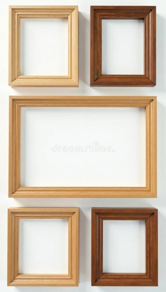 Assorted Wooden Picture Frames, White Backdrop , Display, Rustic ...