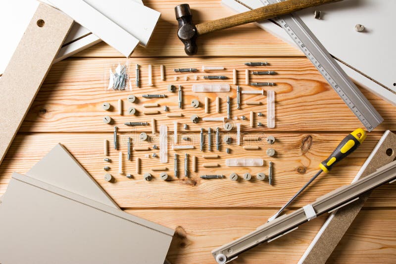 Assorted Woodwork and Carpentry or Construction Tools, Pine Wood Stock ...