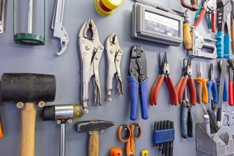 Tools on the wall stock photo. Image of horizontal, storing - 7561316