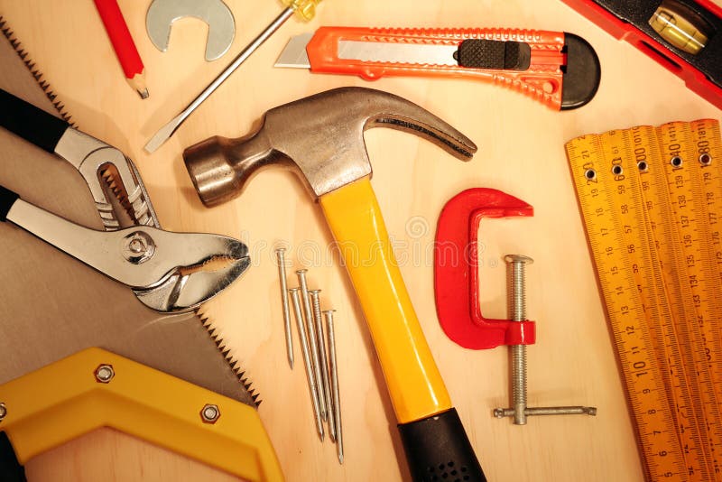 Assorted work tools stock image. Image of renovation - 250769353
