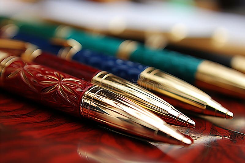 Assorted Writing Tools. Pens, Pencils, Rollerballs, and Colorful ...