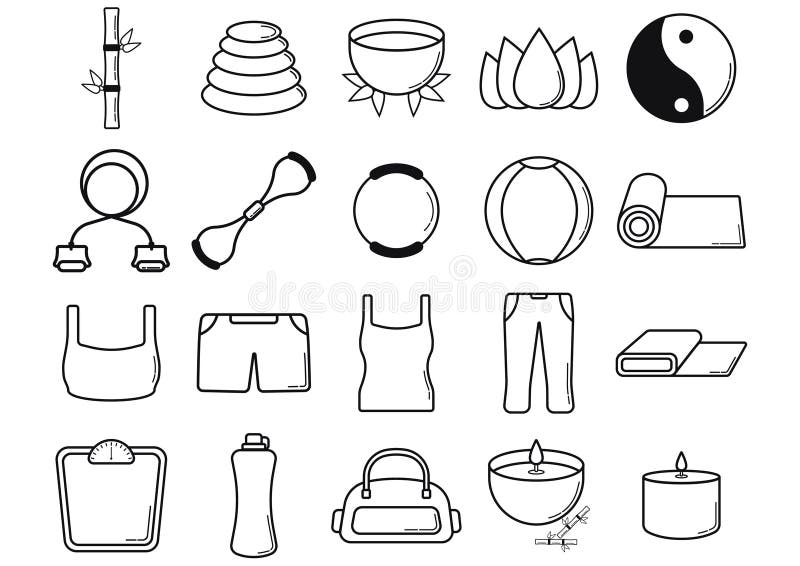 Assorted Zen and Exercise Set. Vector Illustration Decorative Design ...