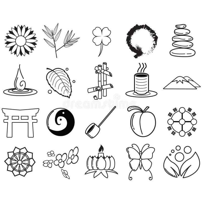 Assorted Zen Icon Set. Vector Illustration Decorative Design Stock ...
