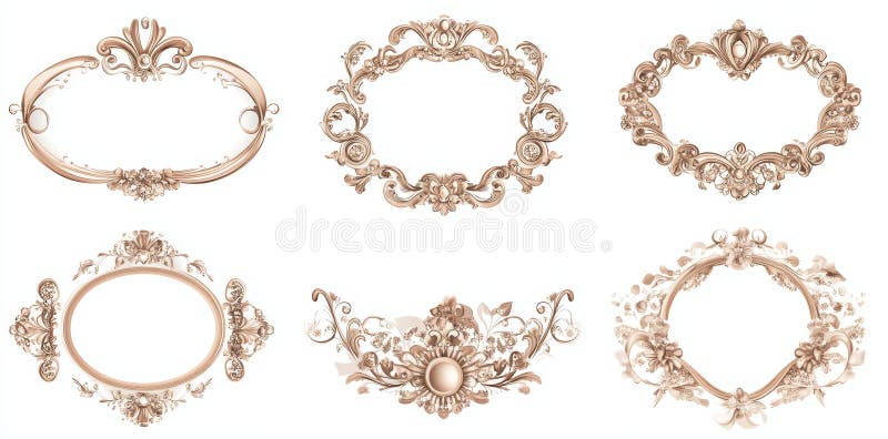 An Assortment of Antique Decorative Frames and Borders, Featuring ...