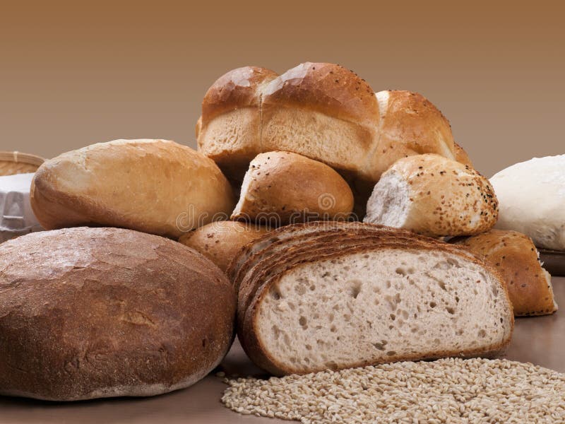 Assortment of Baked Breads stock photo. Image of studio - 33453522