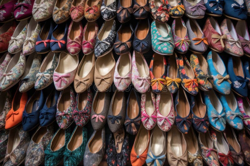 Assortment of Ballet Flats in Varied Colors and Patterns Stock ...
