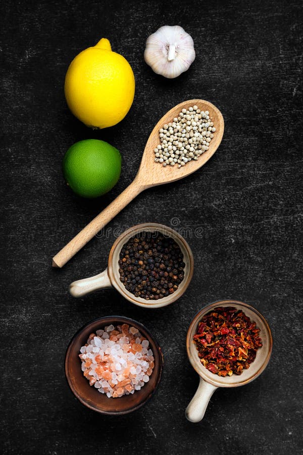 Assortment of Basic Spice for Fish. Stock Photo - Image of cuisine ...